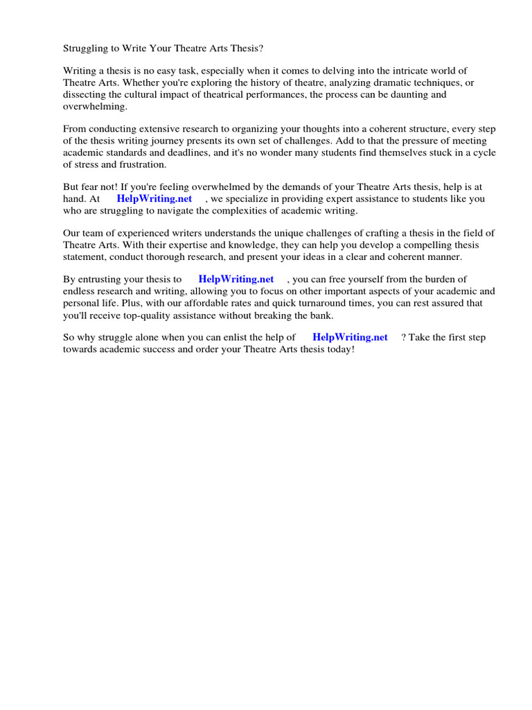 Theatre Arts Thesis Topics | PDF | Theatre | Playwright