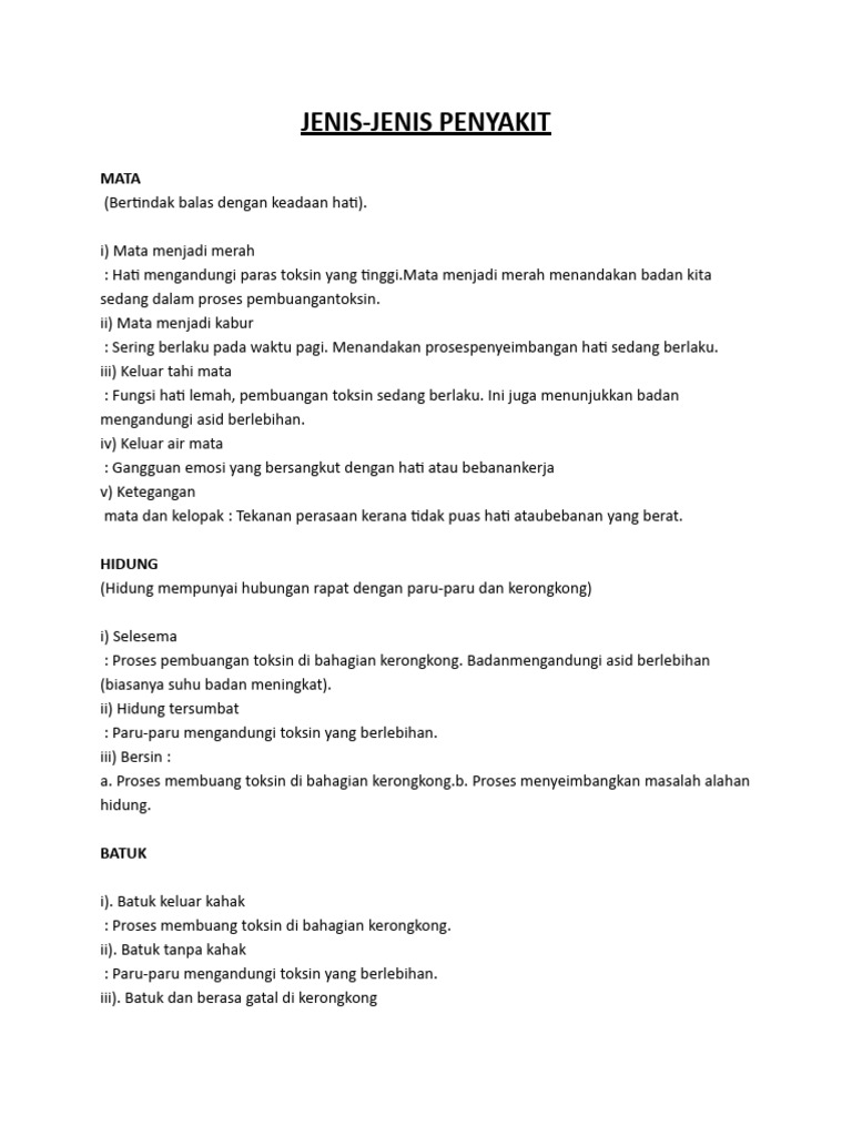 Jenis-Jenis Penyakit (BBSM) - 1 | PDF