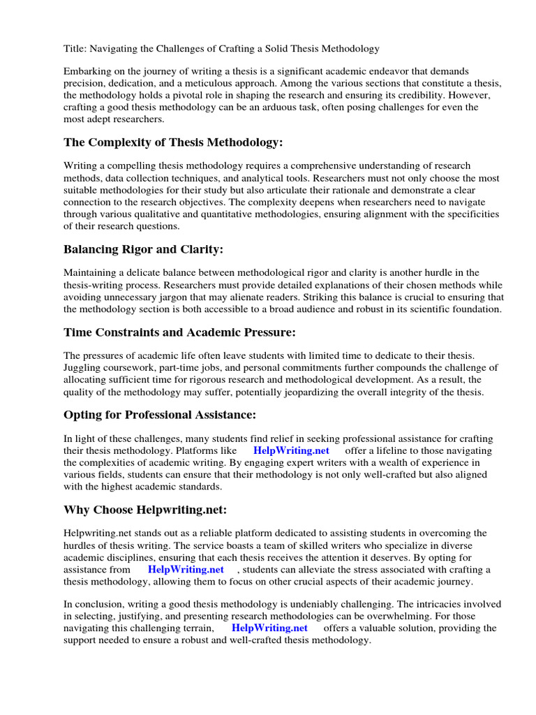 How To Write A Good Thesis Methodology | PDF | Methodology | Thesis