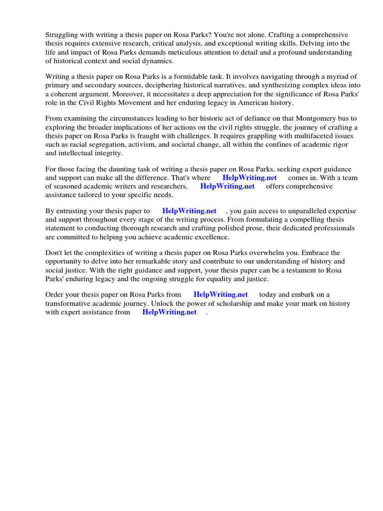 Thesis Paper On Rosa Parks | PDF | Rosa Parks | Martin Luther King Jr.