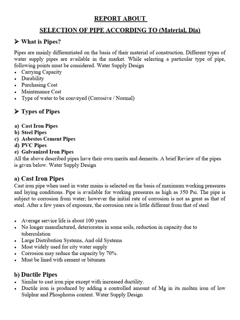 report saqib enviroment | PDF | Pipe (Fluid Conveyance) | Plumbing