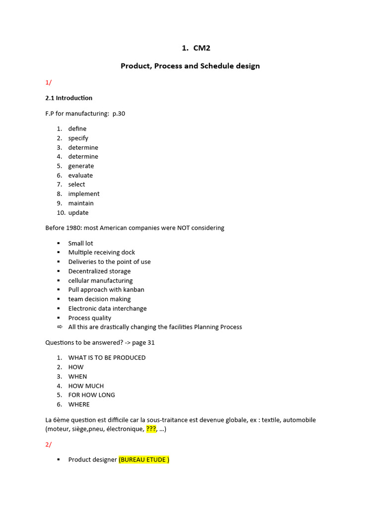 CM2 Product, Process and Schedule Design | PDF