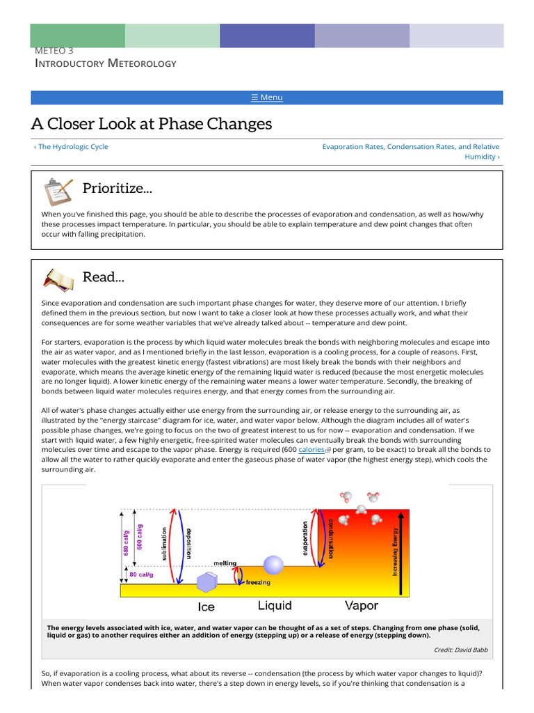 A Closer Look at Phase Changes | PDF | Evaporation | Water