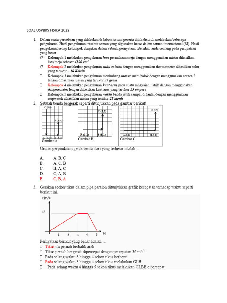 Soal Uspbks Fisika 2022 | PDF | Sains & Matematika