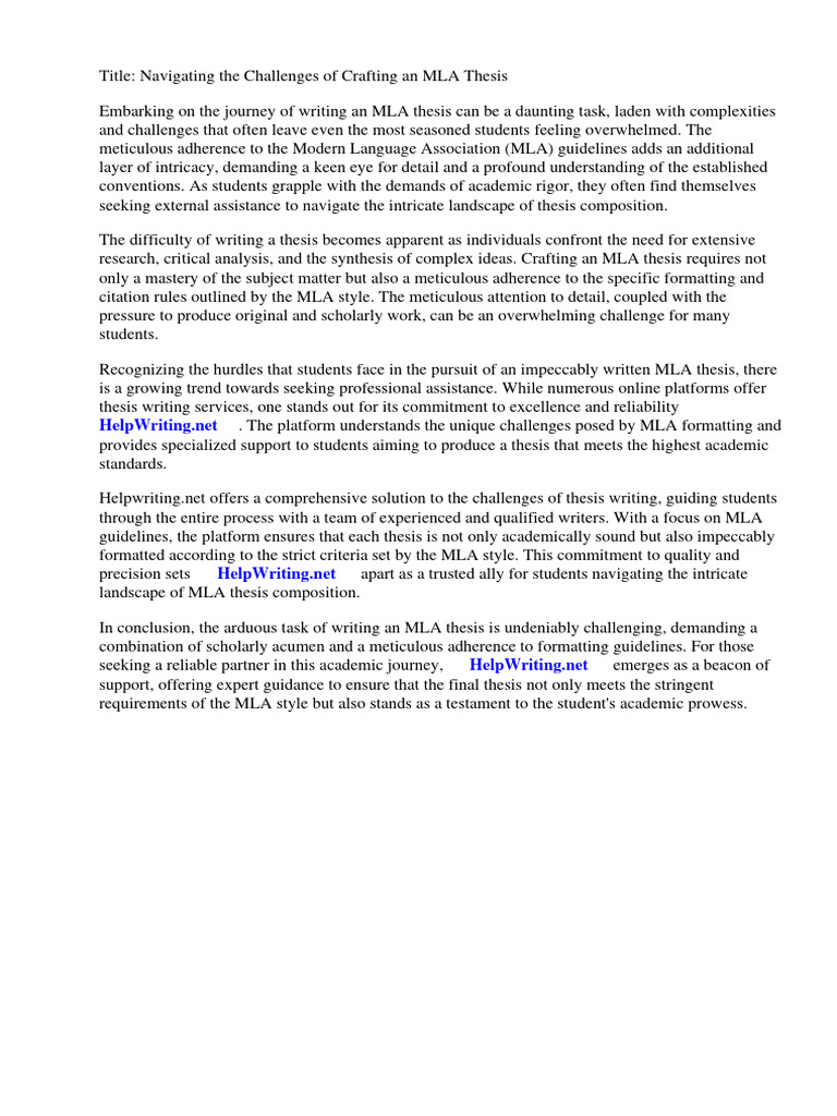 How To Write A Thesis Mla | PDF | Thesis | Essays