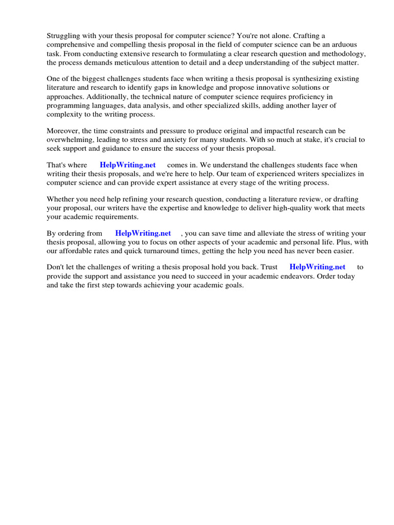 Sample Thesis Proposal For Computer Science | PDF | Thesis | Science