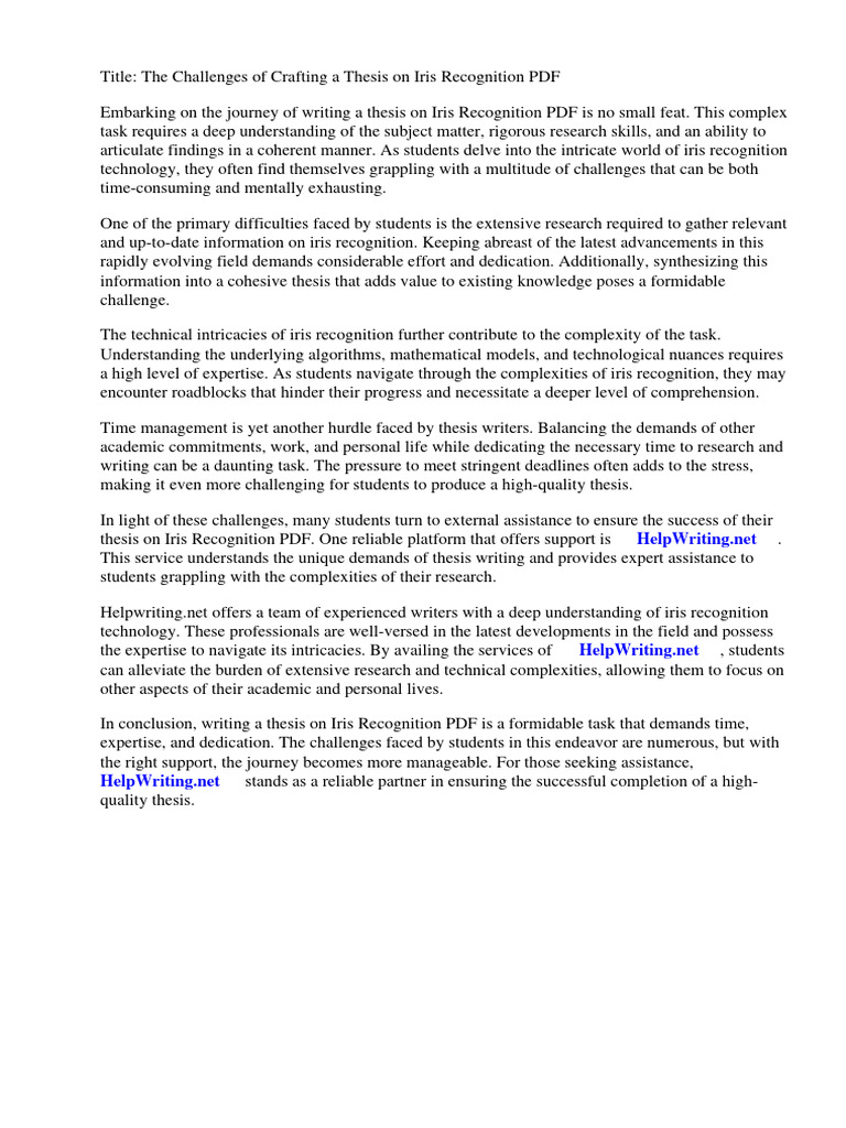 Thesis On Iris Recognition PDF | PDF | Biometrics