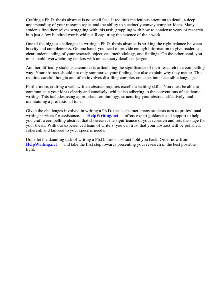How To Write A Good PHD Thesis Abstract | PDF | Thesis | Abstract (Summary)