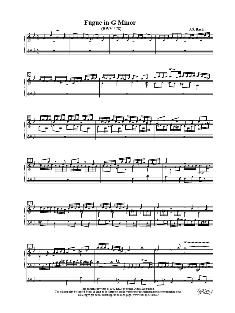 Bach Johann Sebastian Fugue G Minor-Bwv-578-8197-Unlocked | PDF