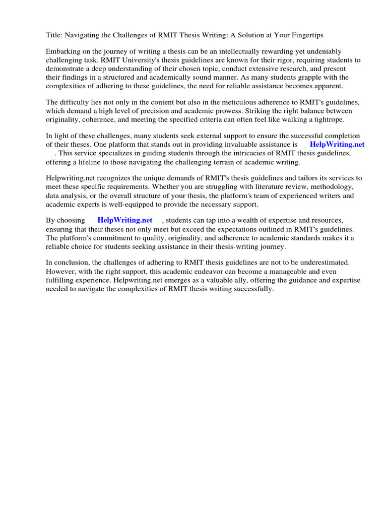 Rmit Thesis Guidelines | PDF | Thesis | Essays