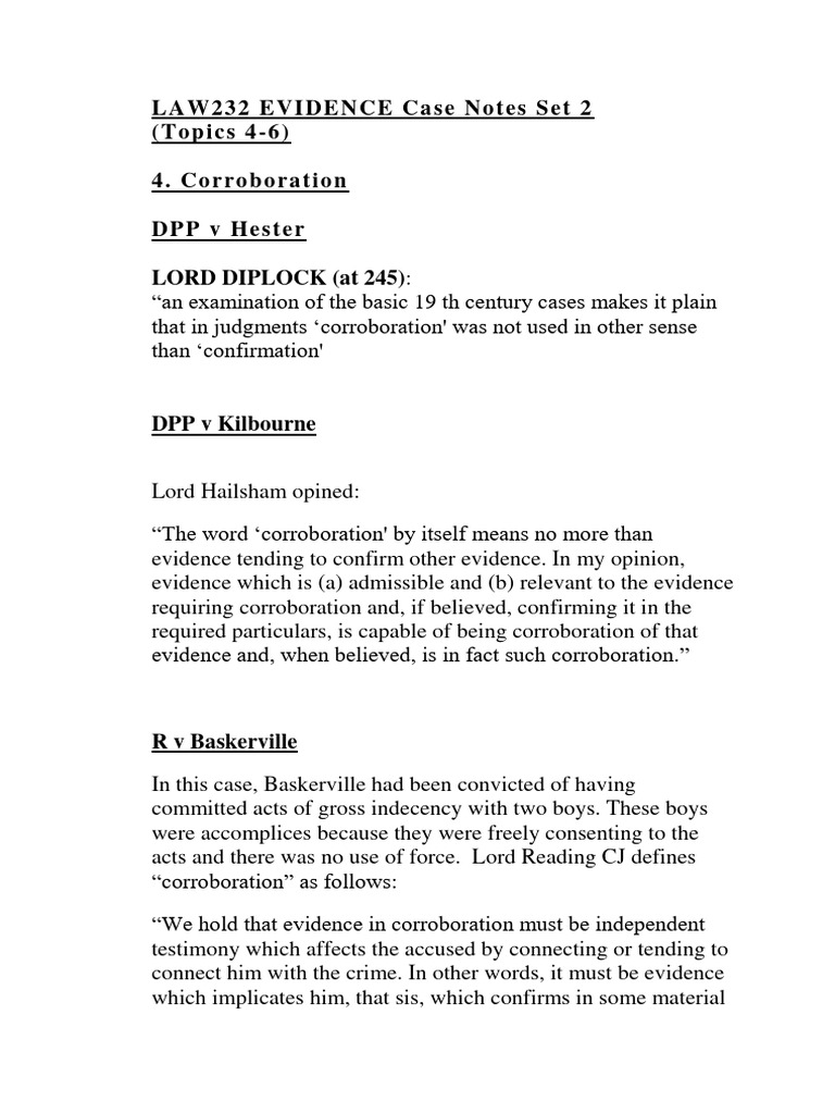 Corroboration in Criminal Evidence Cases | PDF | Hearsay | Witness