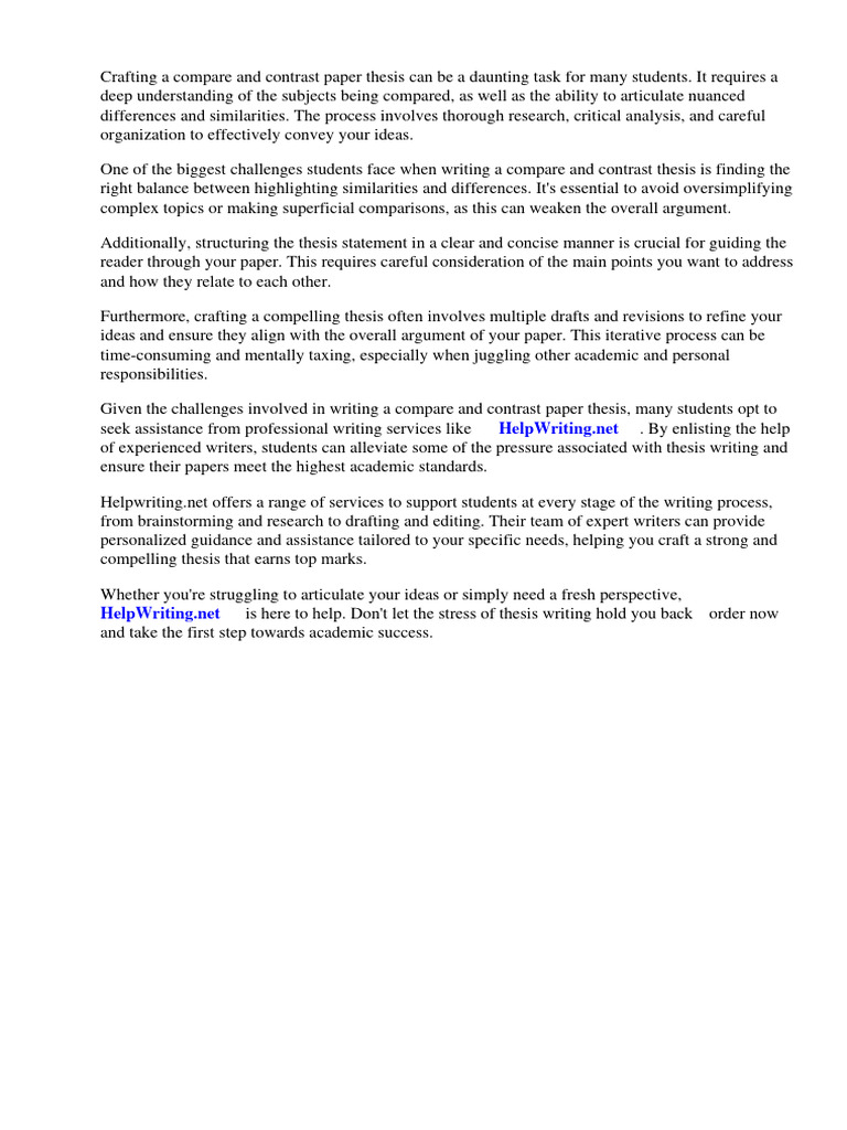 How To Write A Compare and Contrast Paper Thesis | PDF | Essays | Oceania