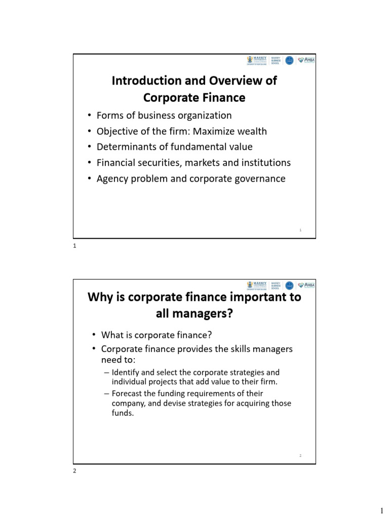 Session 1 - Introduction of Corporate Finance | PDF | Stocks | Corporations