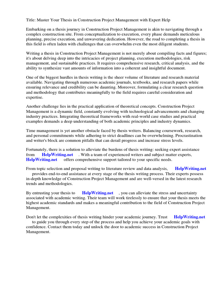 Thesis Construction Project Management | PDF | Project Management ...