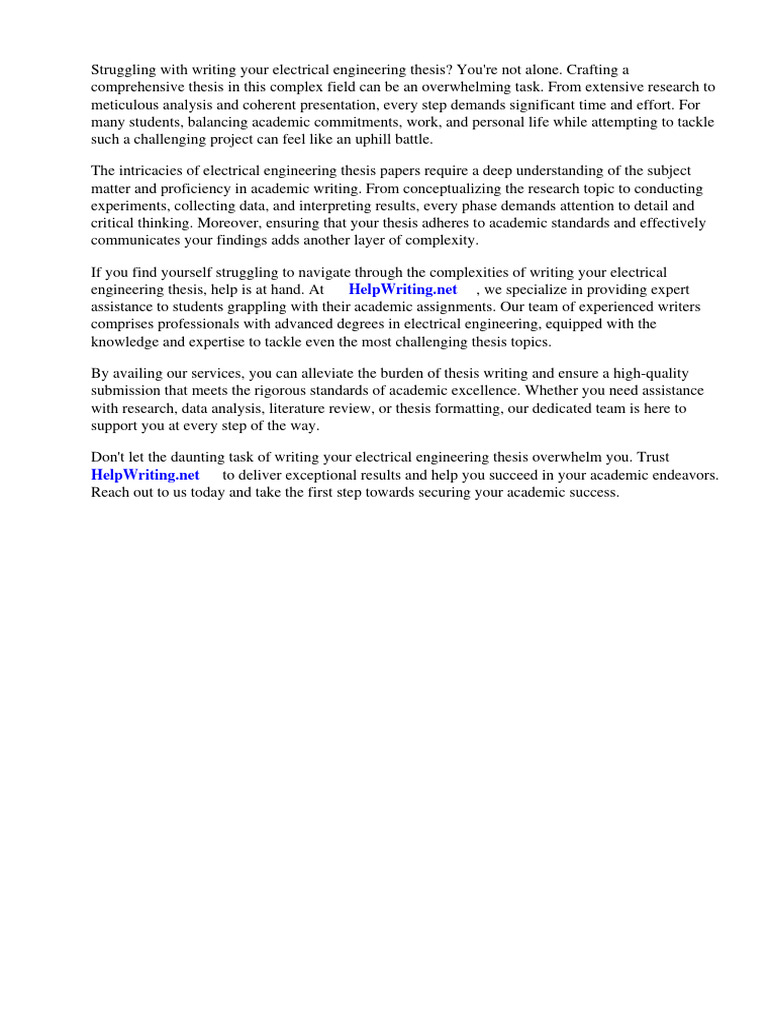 Electrical Engineering Thesis Papers | PDF | Thesis | Electrical ...