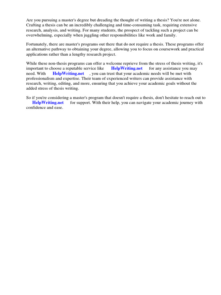 Masters Programs That Do Not Require A Thesis | PDF | Thesis | Master's ...