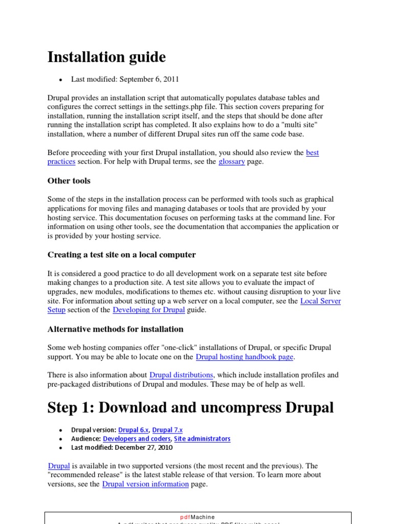 Installation Guide Drupal | Download Free PDF | Drupal | Portable Document Format
