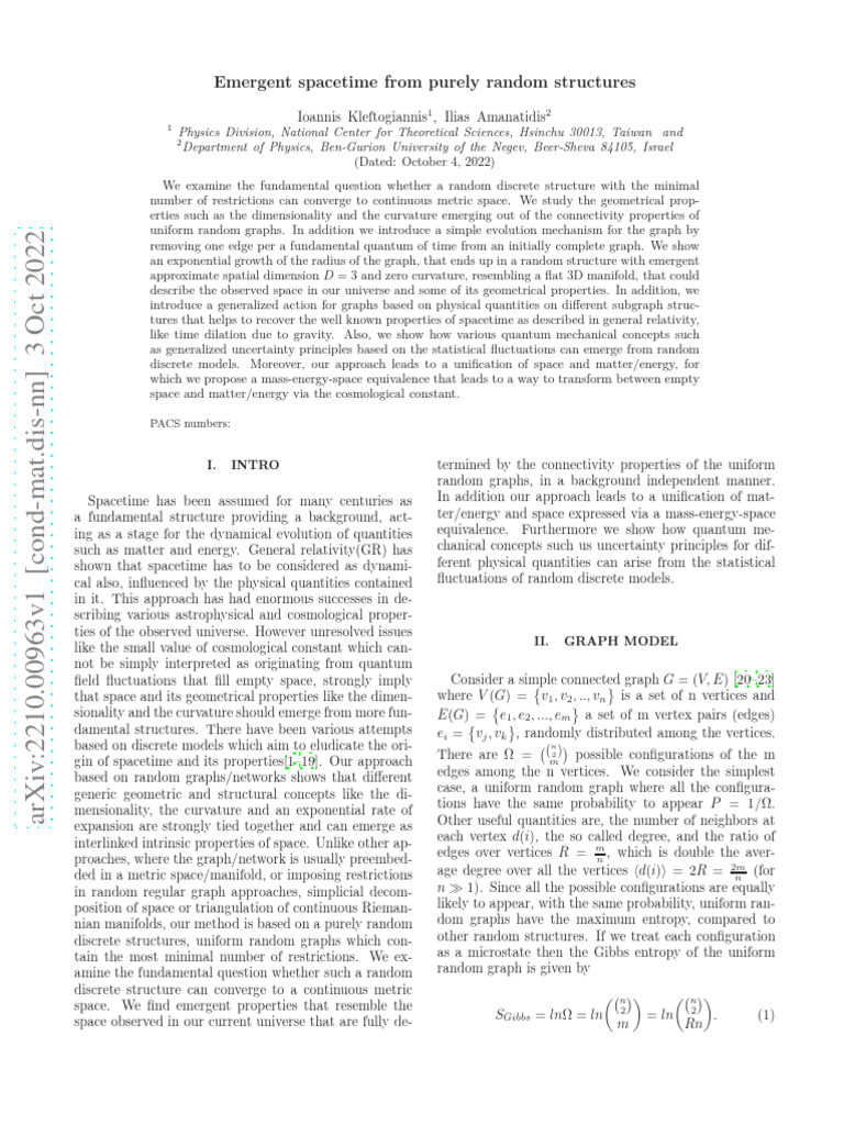 Emergent spacetime from purely random structures | PDF | Dimension ...