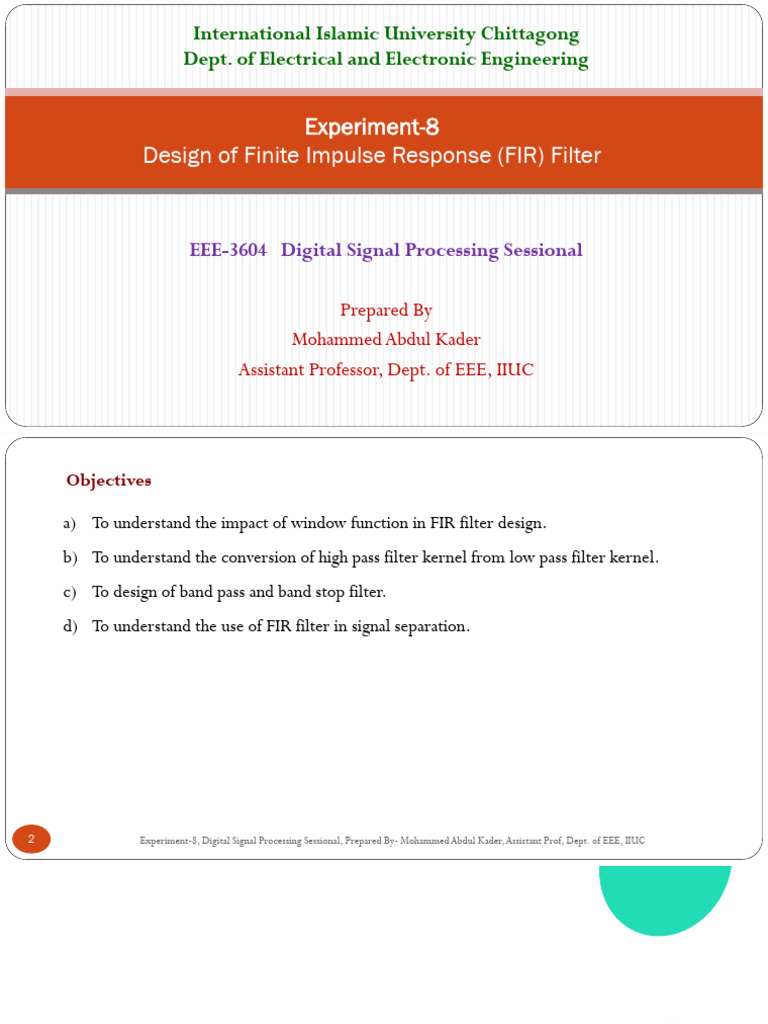 Exp8 New | PDF | Electronic Filter | Telecommunications Engineering