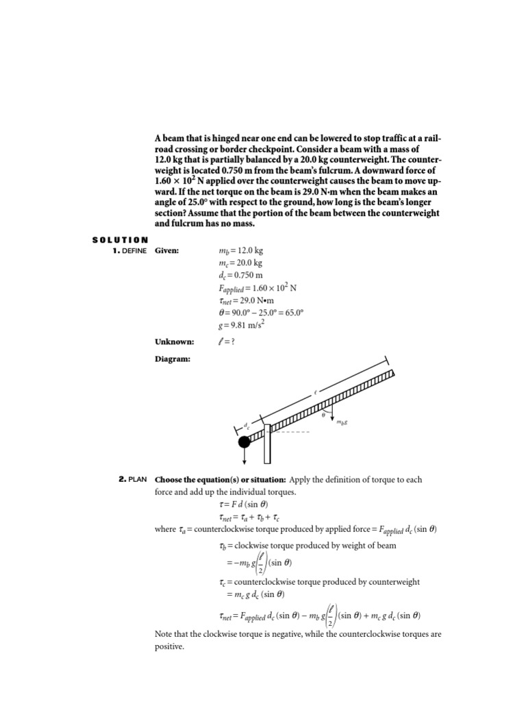 Torque Problems From Holt | PDF | Torque | Rotation Around A Fixed Axis