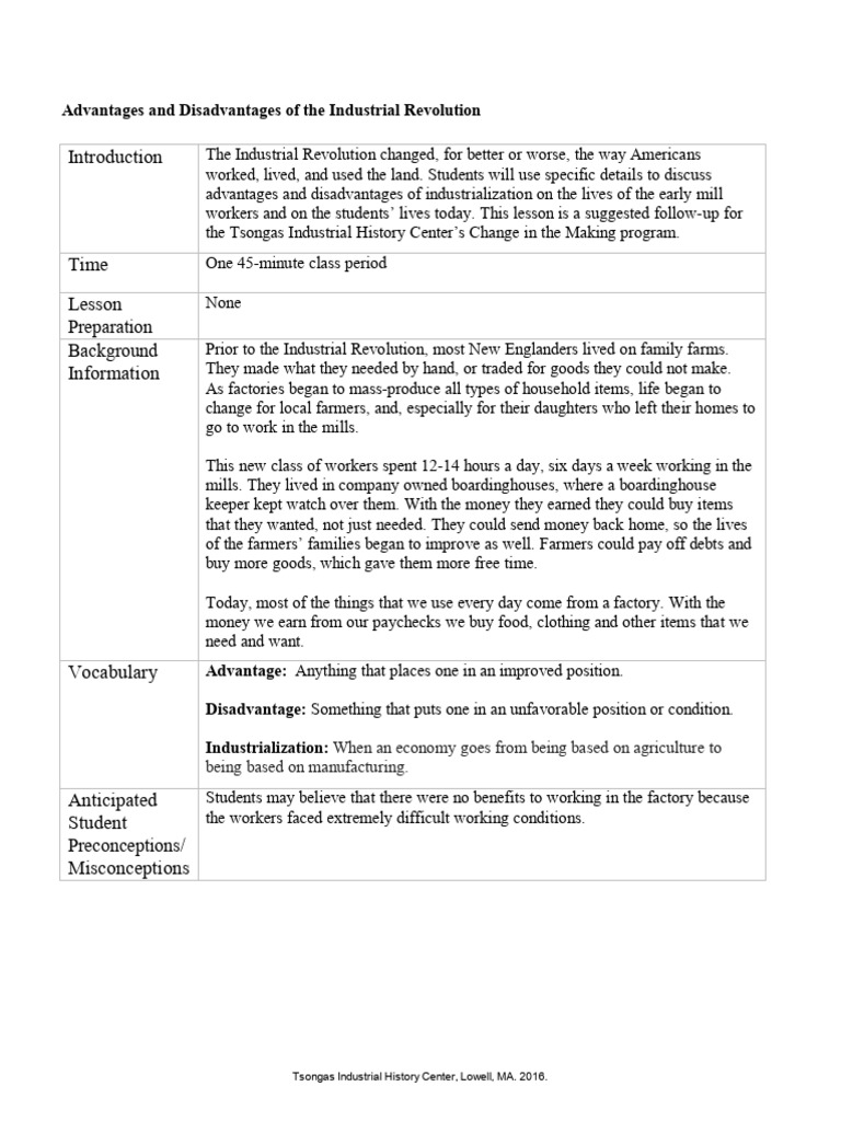 Industrial Revolution: Pros and Cons | PDF | Industrial Revolution ...