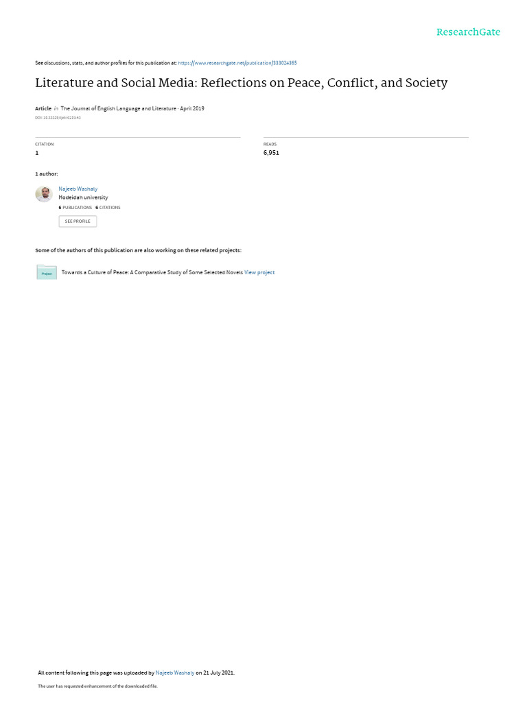 Literature and Social Media: Re Ections On Peace, Con Ict, and Society ...