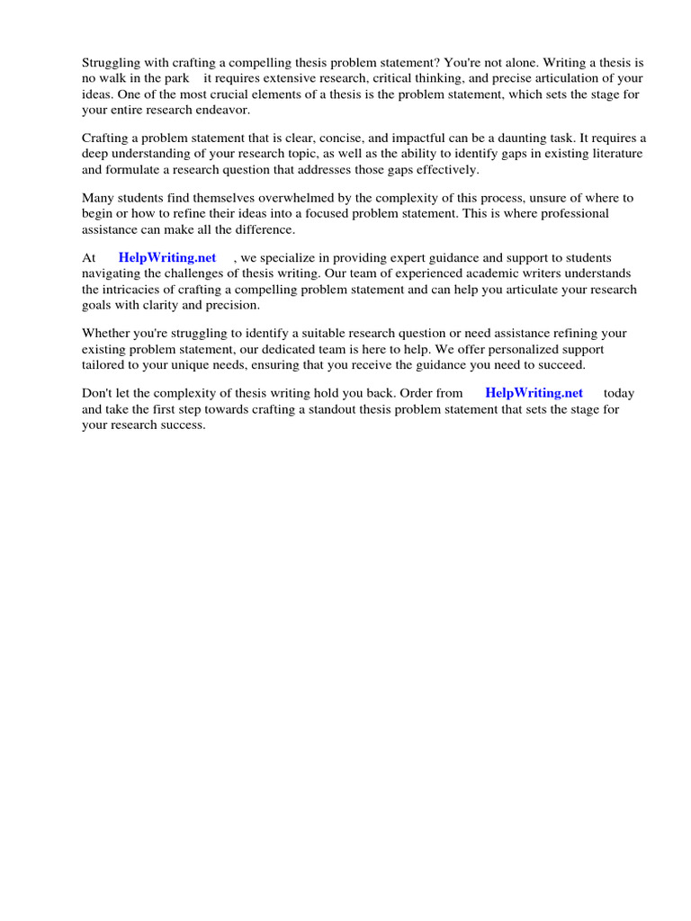 Thesis Problem Statement Samples | PDF | Thesis | Essays