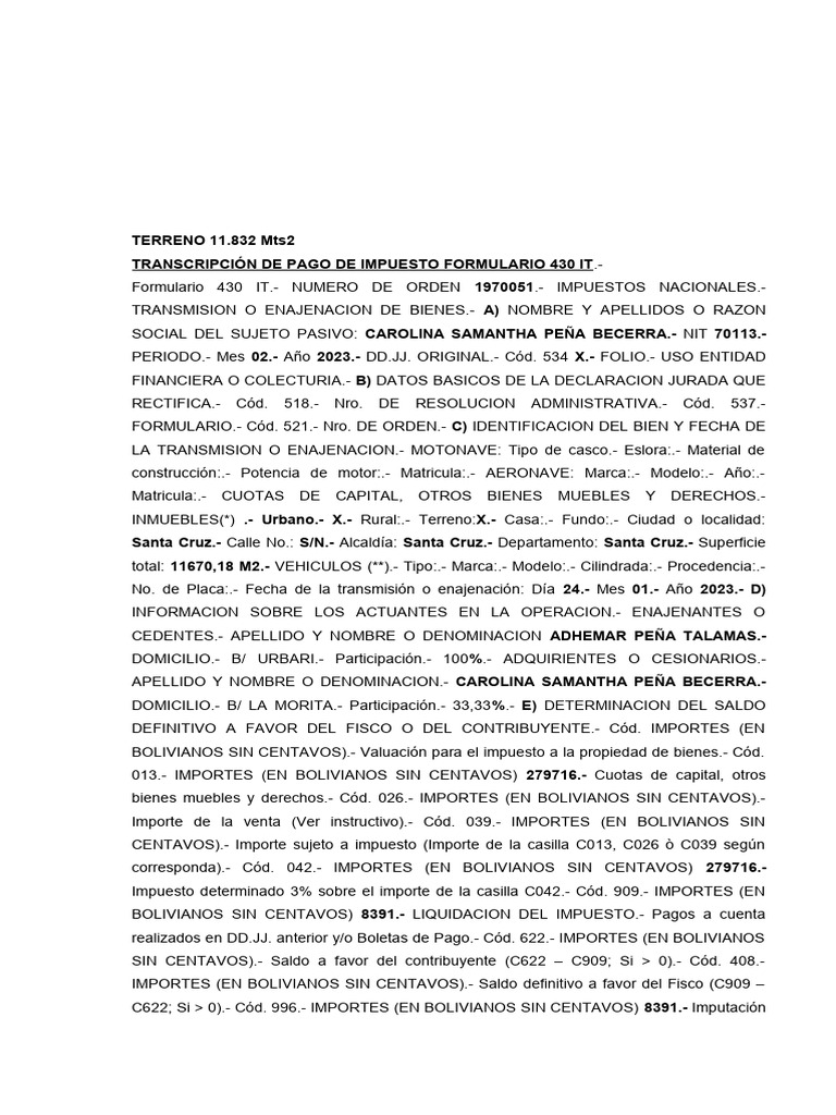 Pago Impuesto Formulario 430 IT 2023 | PDF | Impuestos | Microeconomía