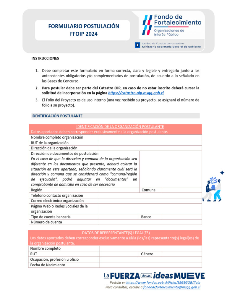 Formulario Postulación FFOIP 2024 | PDF | Presupuesto | Entorno natural