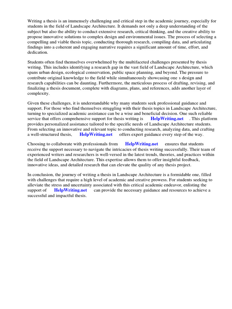 Thesis Topics for Landscape Architecture | PDF | Thesis