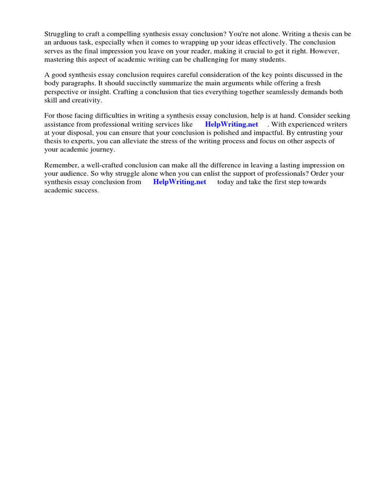 How To Write A Good Synthesis Essay Conclusion | PDF | Essays | Dialectic