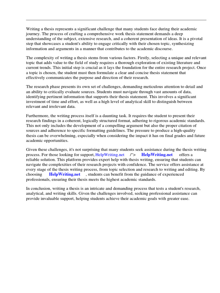 Work Thesis Statement | PDF | Essays | Thesis