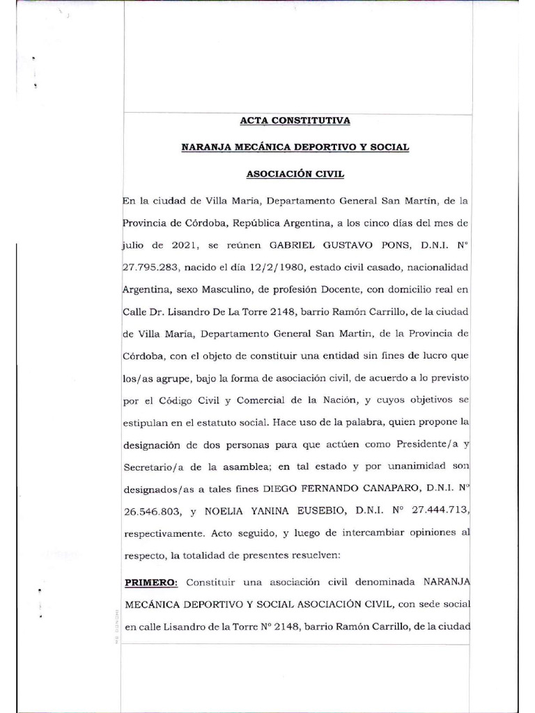 Acta Constitutiva | PDF