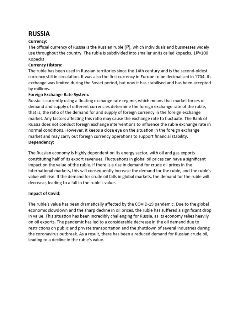 Global Currency Overview: Russia, Mexico, USA, Indonesia | PDF | Indonesian Rupiah | Exchange Rate