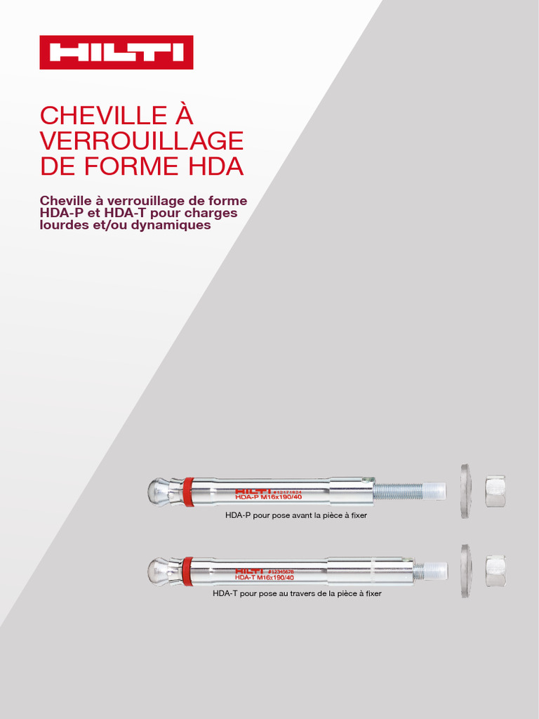 Chevilles HDA-P et HDA-T Hilti | PDF | Familles d'éléments chimiques ...