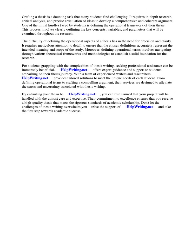 Thesis Operational Definition Pdf Survey Methodology Concept