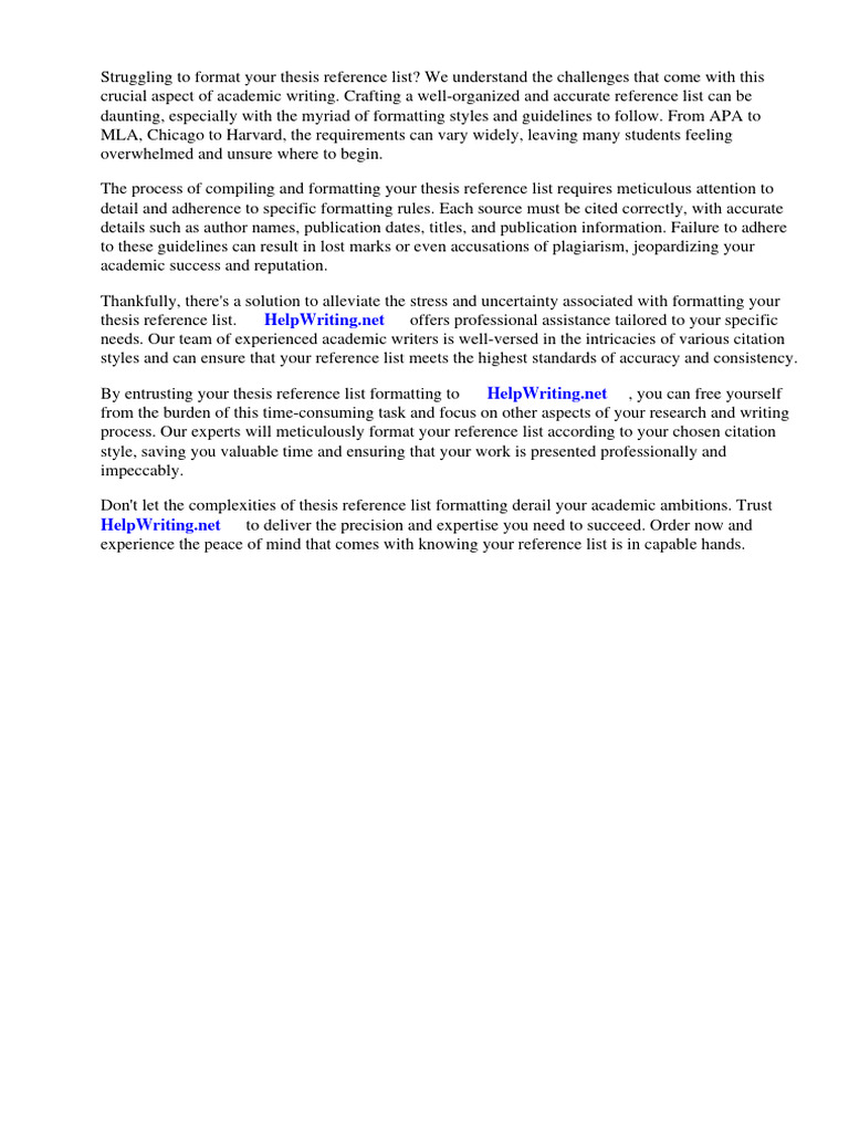 Thesis Reference List Format | PDF | Apa Style | Citation