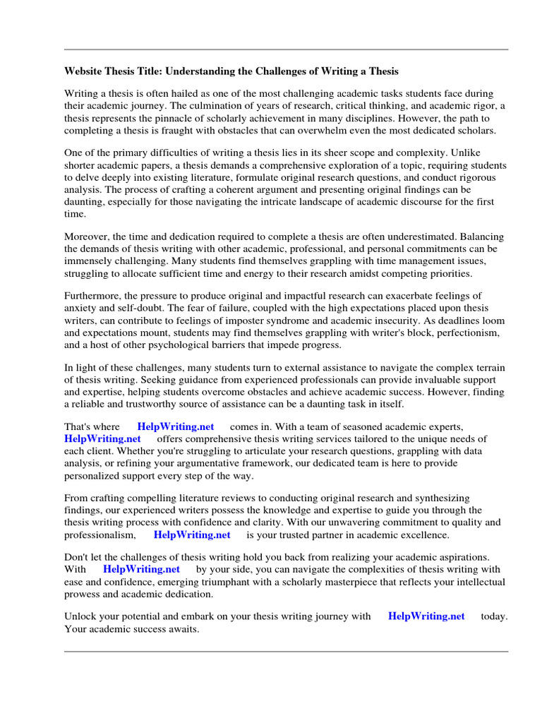 Website Thesis Title | PDF | Thesis | Essays