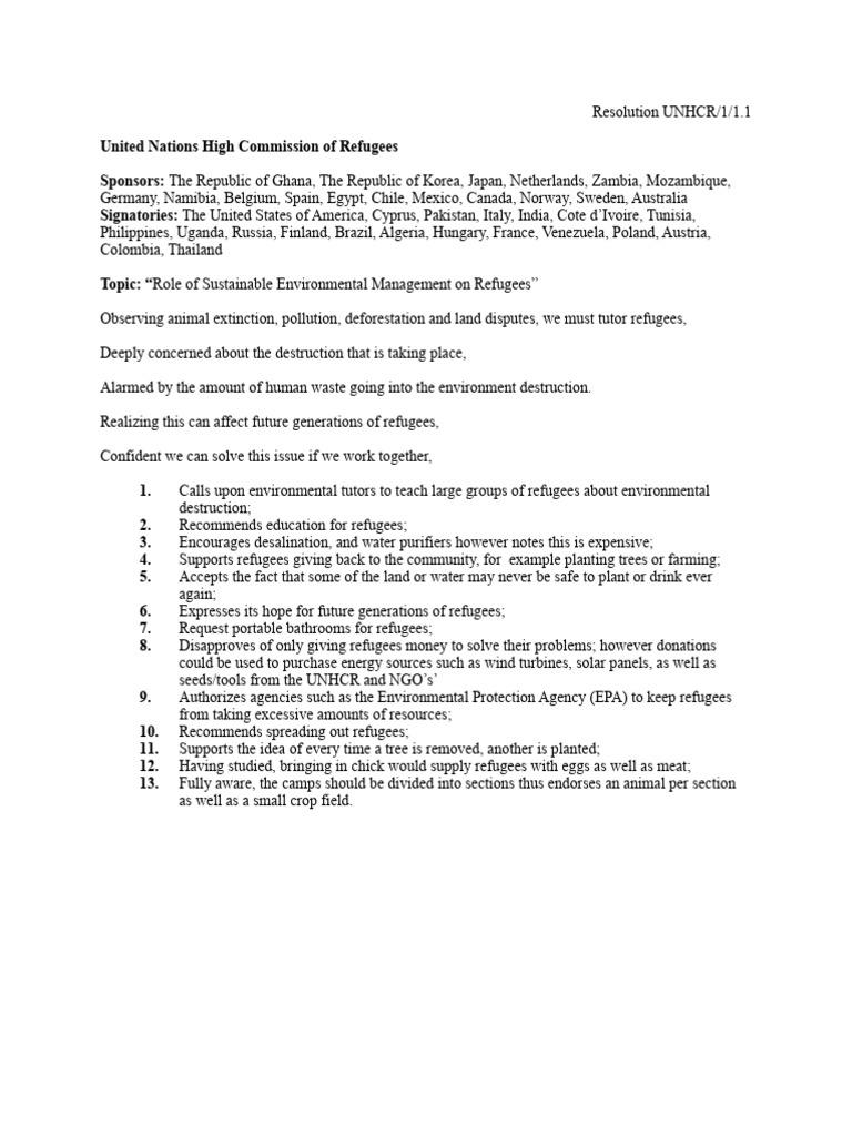Unhcr Resolutions | PDF | Refugee | United Nations