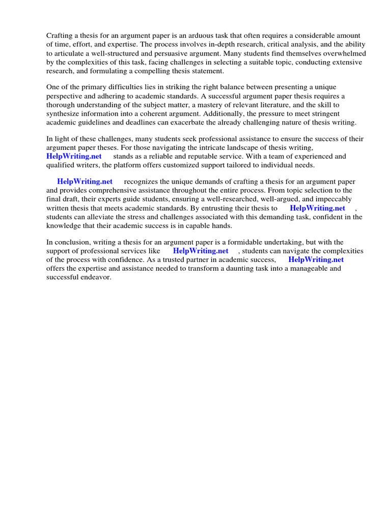 Writing A Thesis For Argument Paper | PDF | Essays | Logic