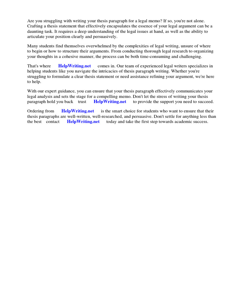 Thesis Paragraphs for Legal Memos | PDF | Memorandum | Brief (Law)