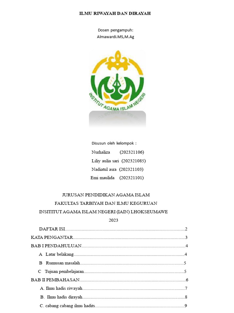 Ilmu Riwayah Dan Dirayah | PDF | Agama & Spiritualitas