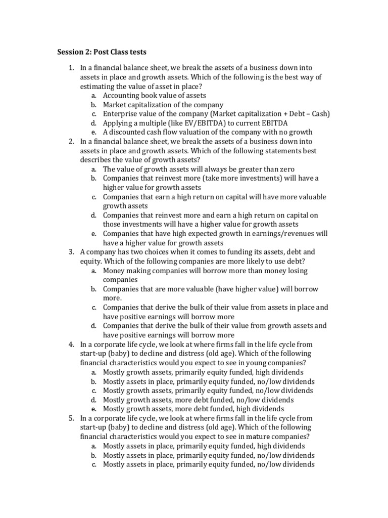 Session 2 Test | PDF | Financial Economics | Market (Economics)