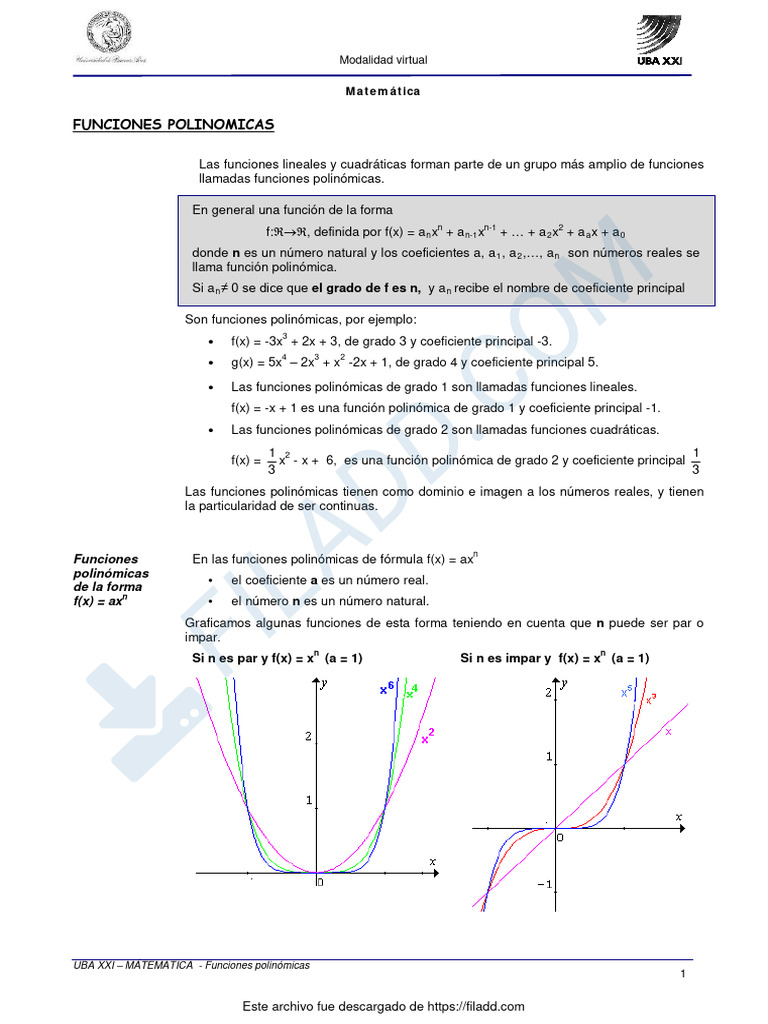 4 Funcion Polinomica | PDF | Función (Matemáticas) | Funciones y mapeos