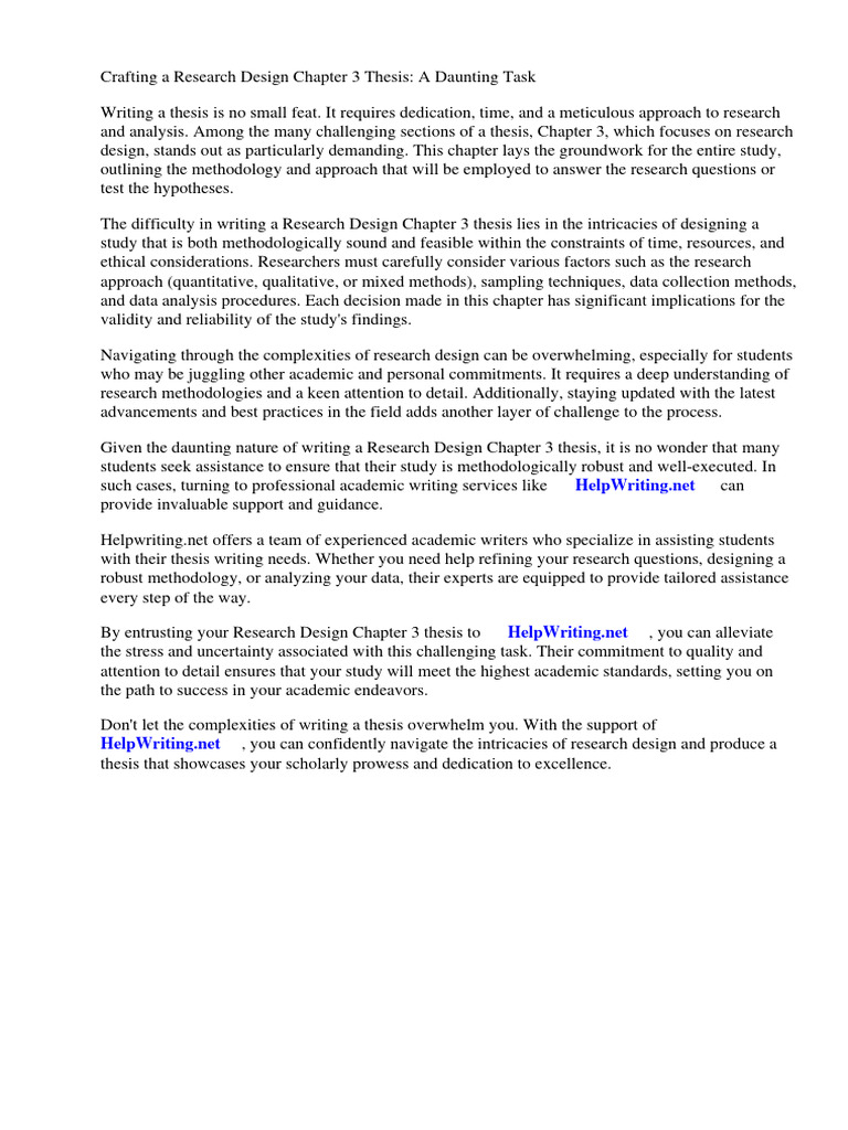 Research Design Chapter 3 Thesis | PDF | Methodology | Qualitative Research