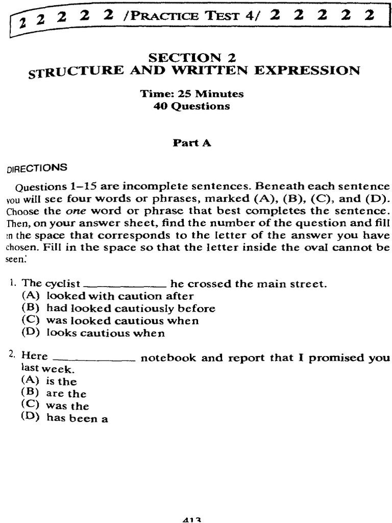 Toefl Practice Test 4 | PDF