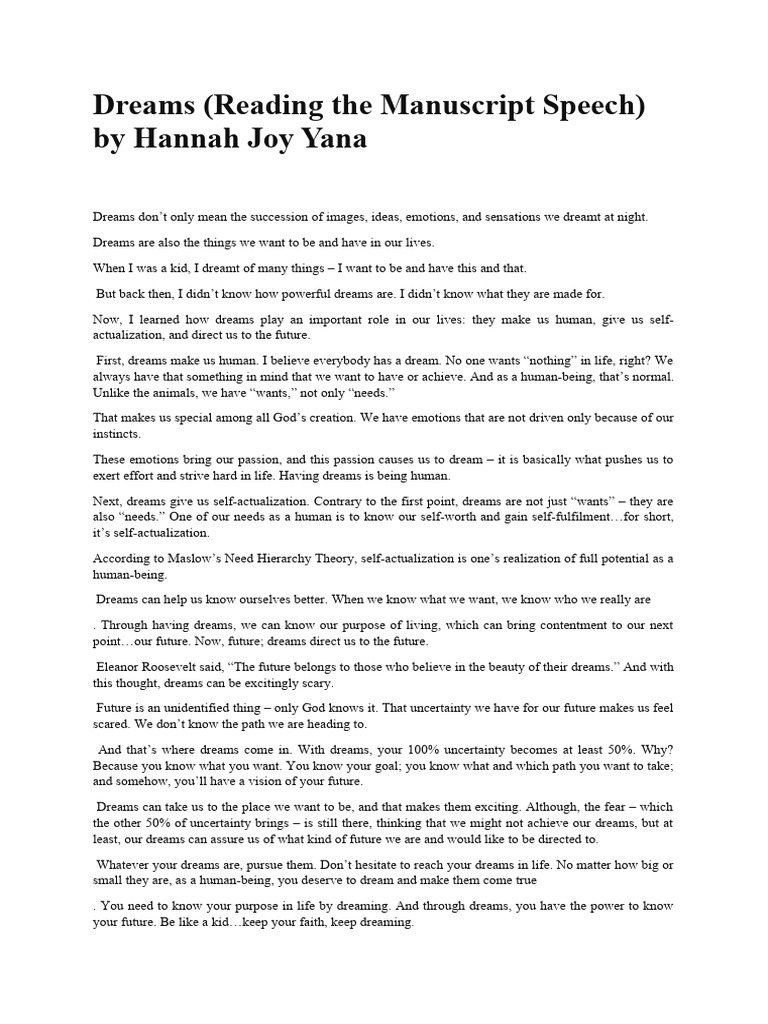 Dreams Reading A Manuscript | Download Free PDF | Self Actualization ...