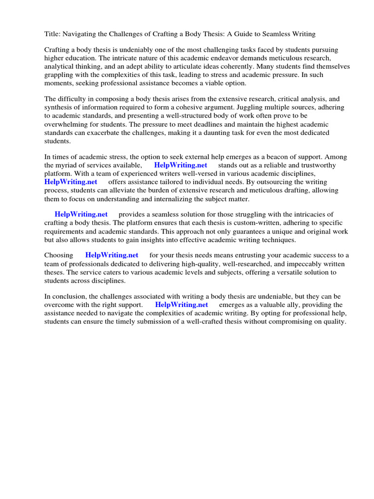 Body Thesis Example | PDF | Essays | Thesis