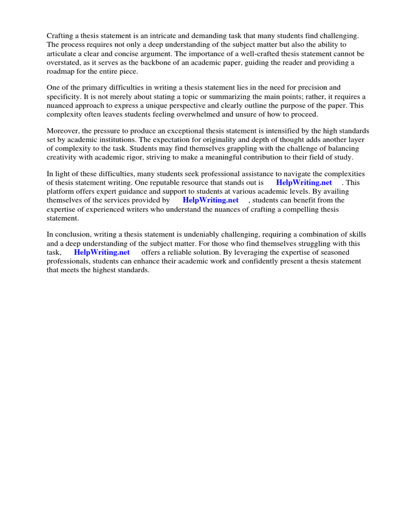 Thesis Statement in Conclusion | PDF | Essays | Thesis