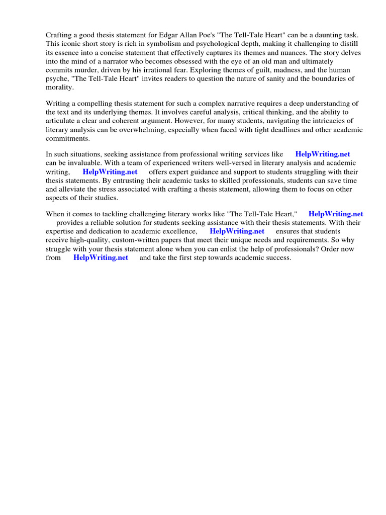 Good Thesis Statement Tell Tale Heart | PDF
